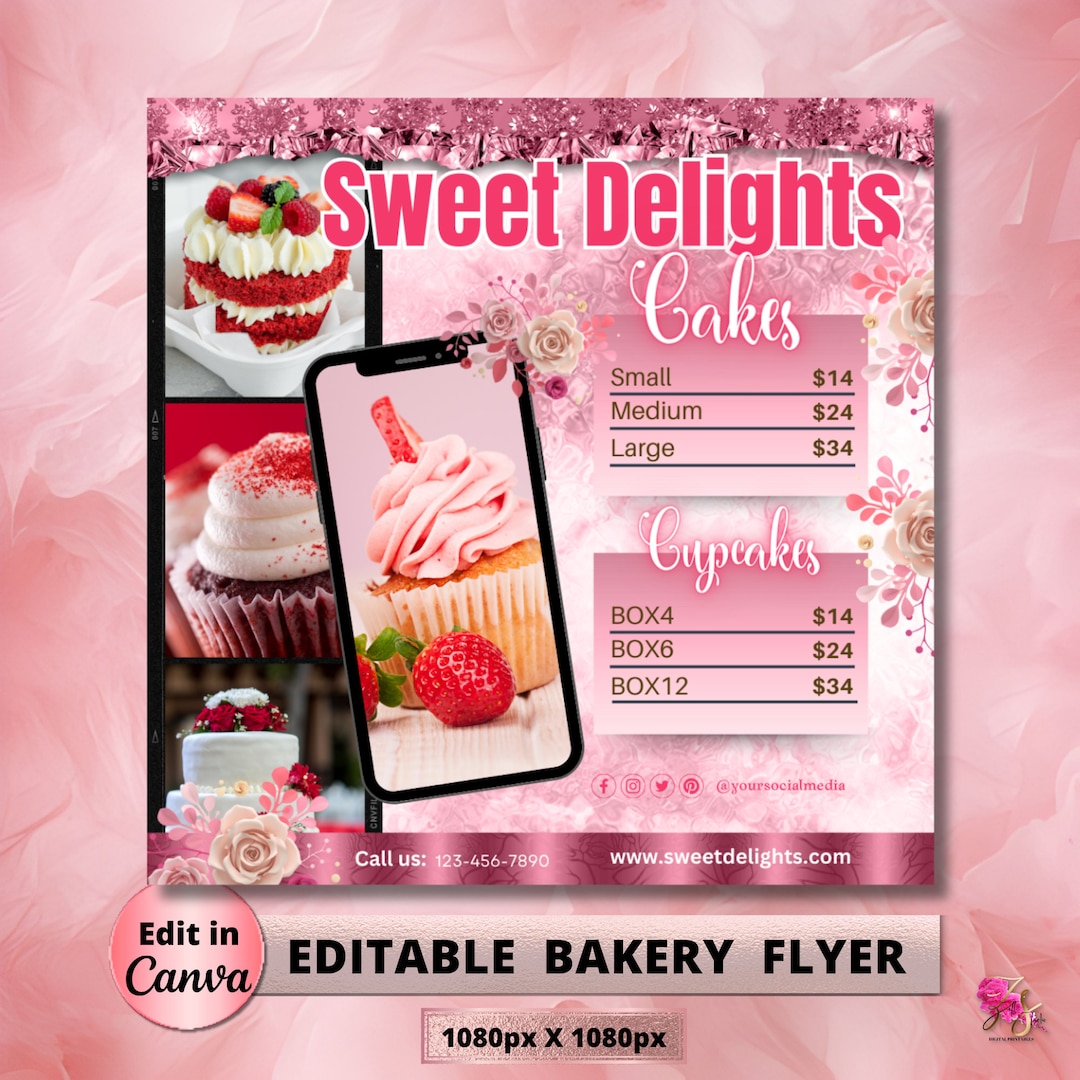 Bakery Flyer, Bake Sale Flyer, Sweet Delights Flyer, Cake Flyer ...