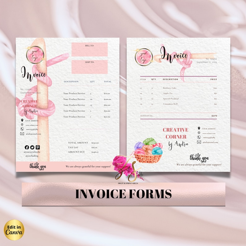 CROCHET Invoice Template Editable, Custom Order Form Printable for ...