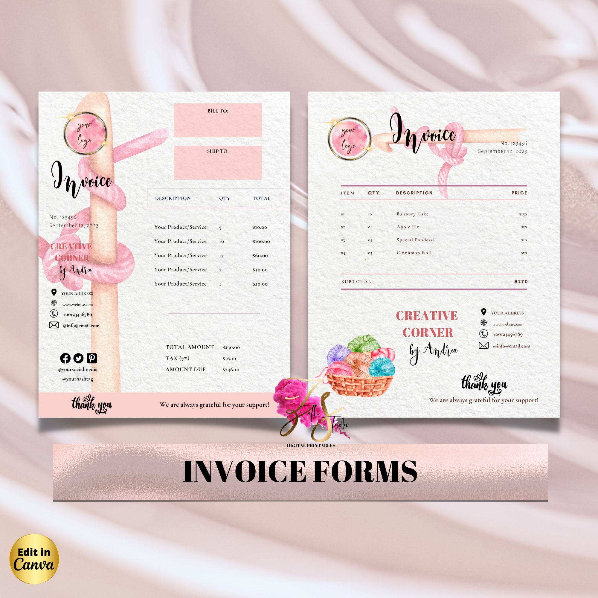 CROCHET Invoice Template Editable, Custom Order Form Printable for ...