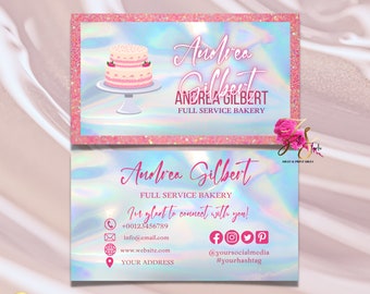 MODERN Creative Pink Cake Bakery Business Card Template DIY - Etsy