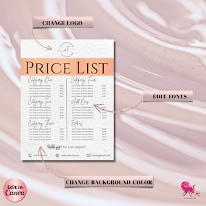 Pink Crochet Editable Price List Template, Pink Craft Printable ...