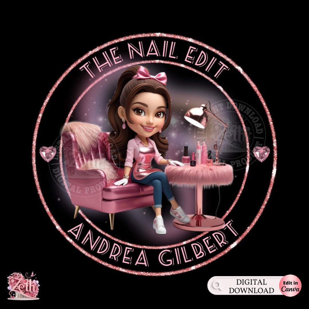 Pink Nail Artist Logo, Nail Technician Logo, Nail Salon Logo, Nail ...