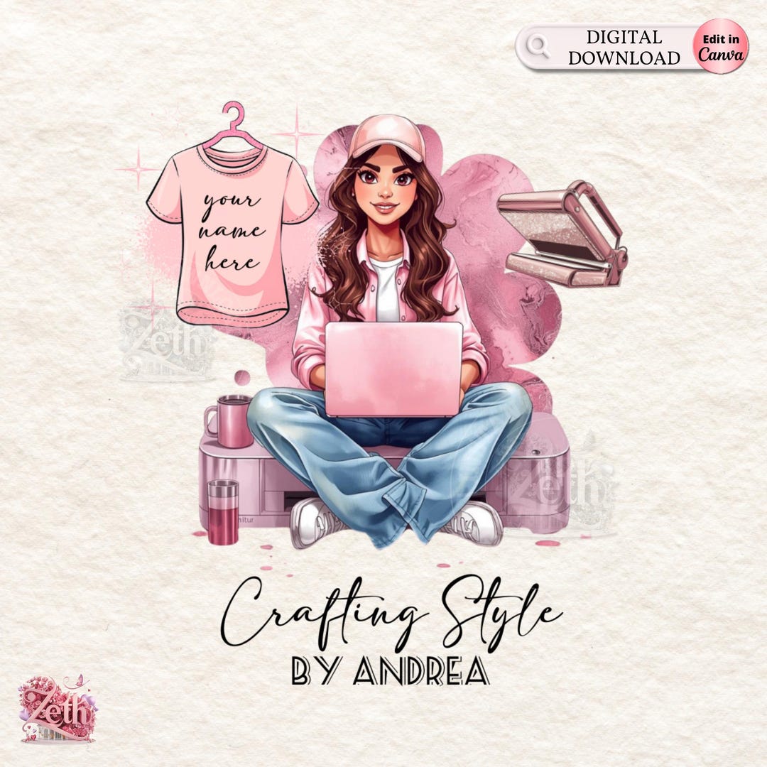 Pink Crafting Logo, Crafting Queen Logo Primate T-shirt Design Business ...