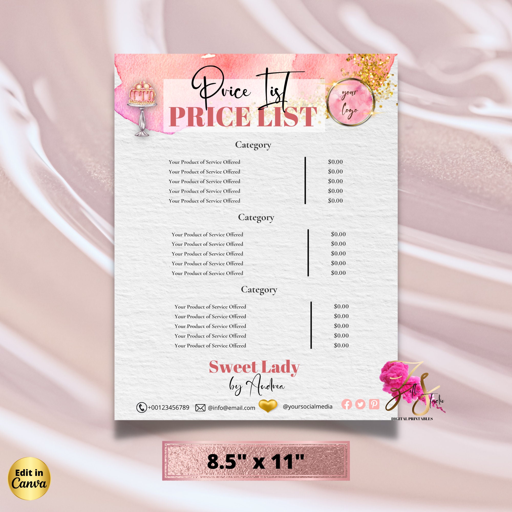 Custom Cake Scan to Pay Sign & Price List Template QR Code - Etsy