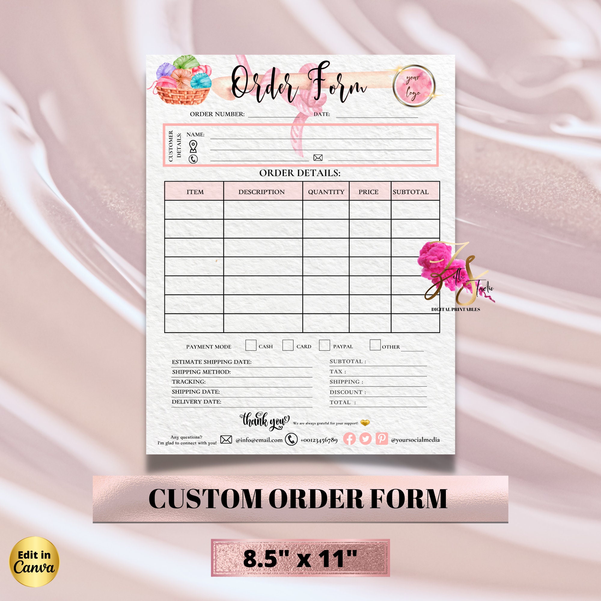 CROCHET Editable Order Form , Knitting Small Business Invoice Forms ...