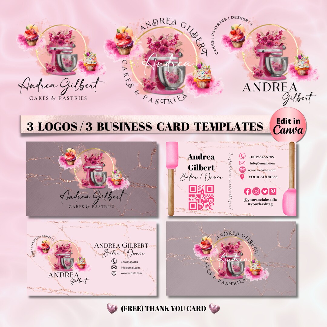 CAKE Business LOGO, Business Card Design Template , Pastry Business ...