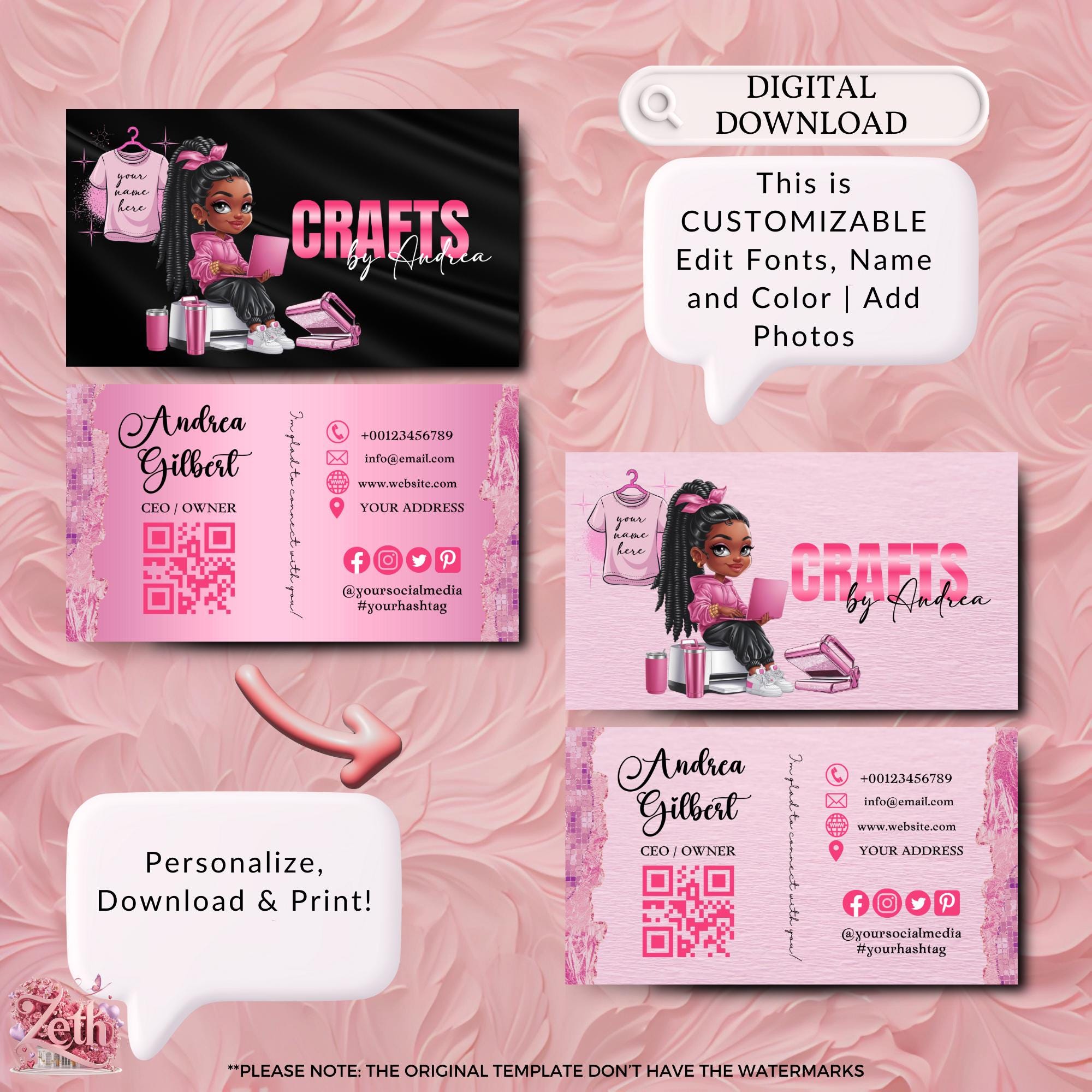 Crafting Business Card Design, Crafter Logo T-shirt Business Card, Heat ...