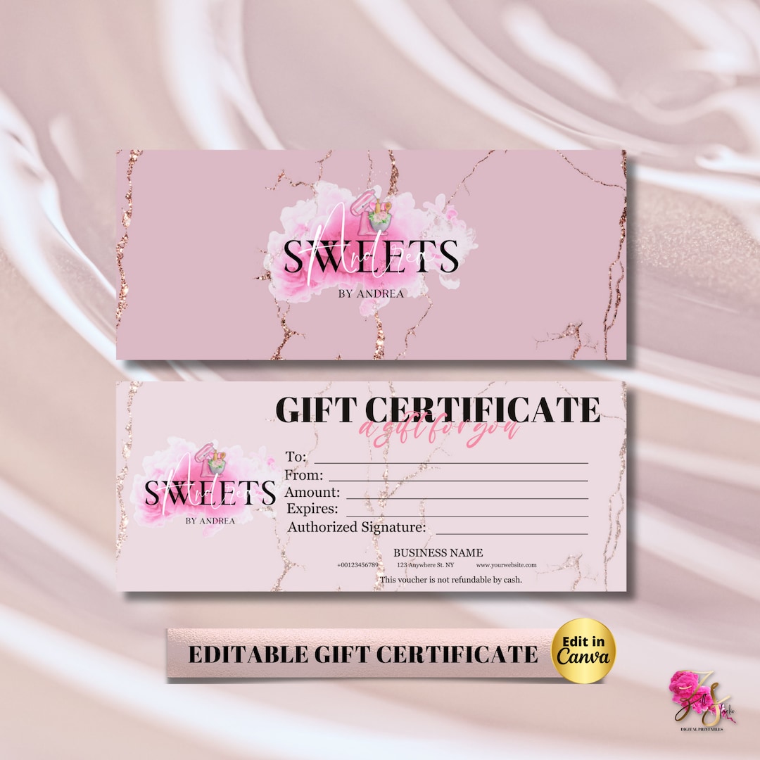 Custom Cake Bakery Editable Gift Certificate Template, Modern Gift ...