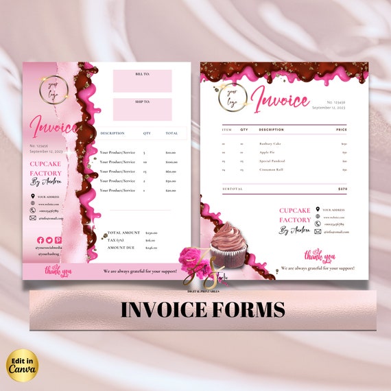 Cake Invoice Template Editable Custom Order Form Printable - Etsy
