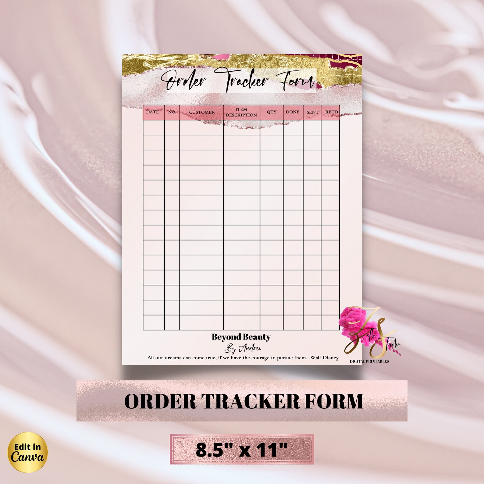 EDITABLE Modern Business Form Templates Order Tracker Form - Etsy