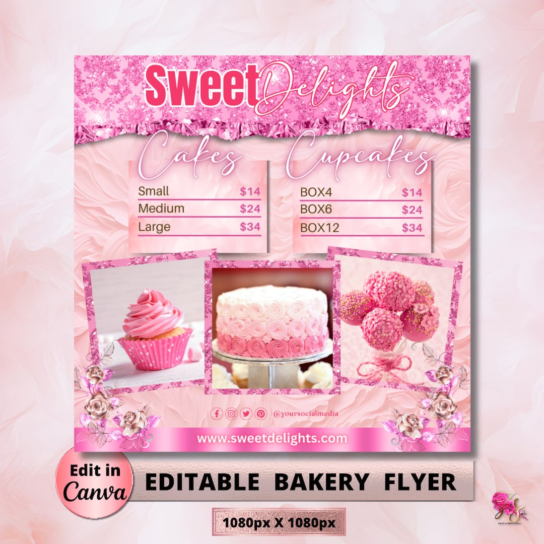Sweet Delights Flyer, Cake Flyer, Dessert Flyer, Bake Shop Flyer ...