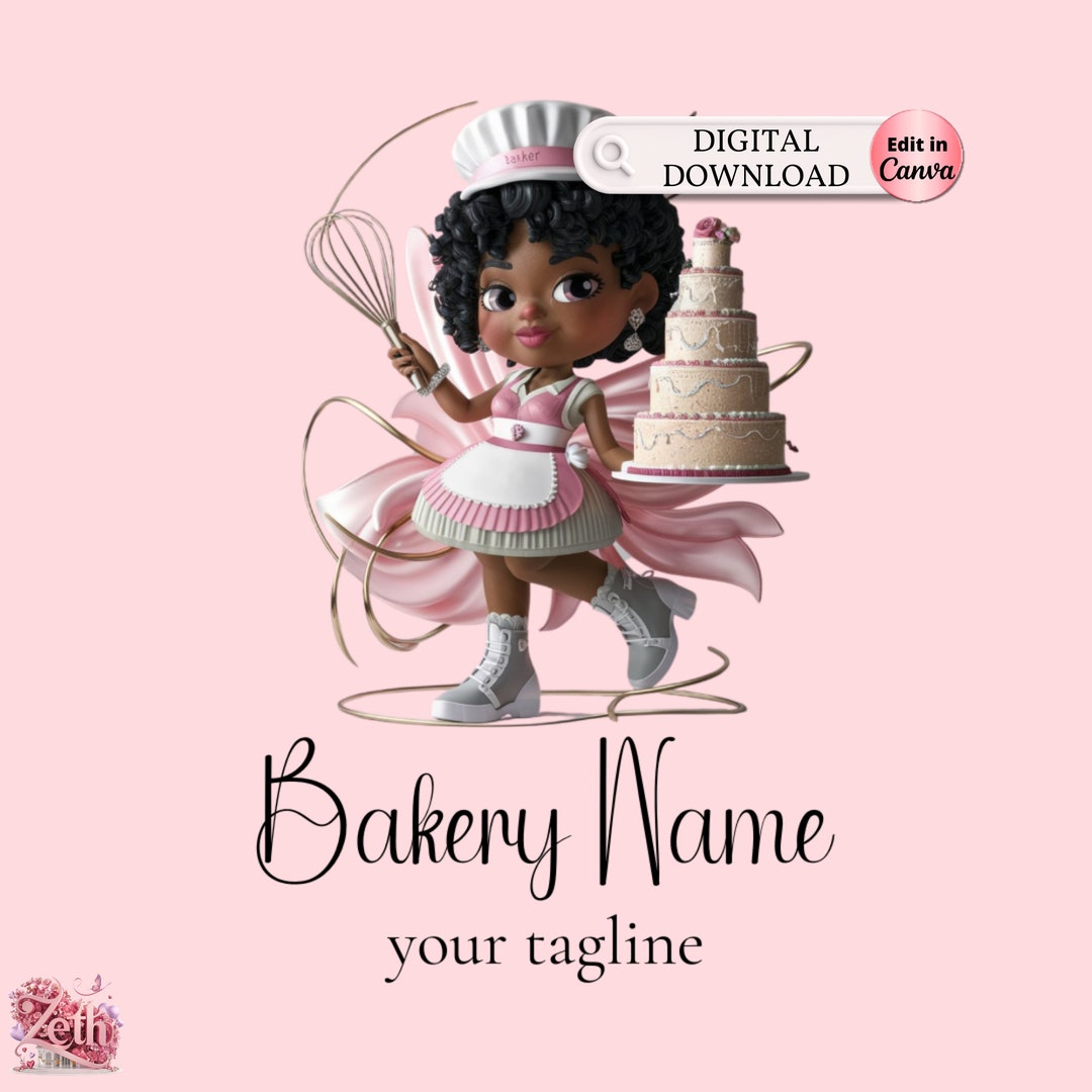 Chibi Girl Bakery Logo, Chibi Baking Logo, Stylish Custom Pastry Logo ...