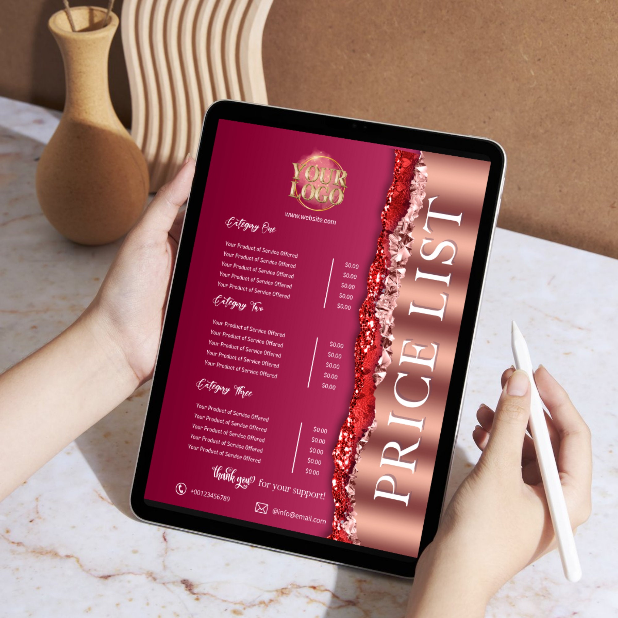 Bronze Editable Price List Template Printable Business Pricing Template ...