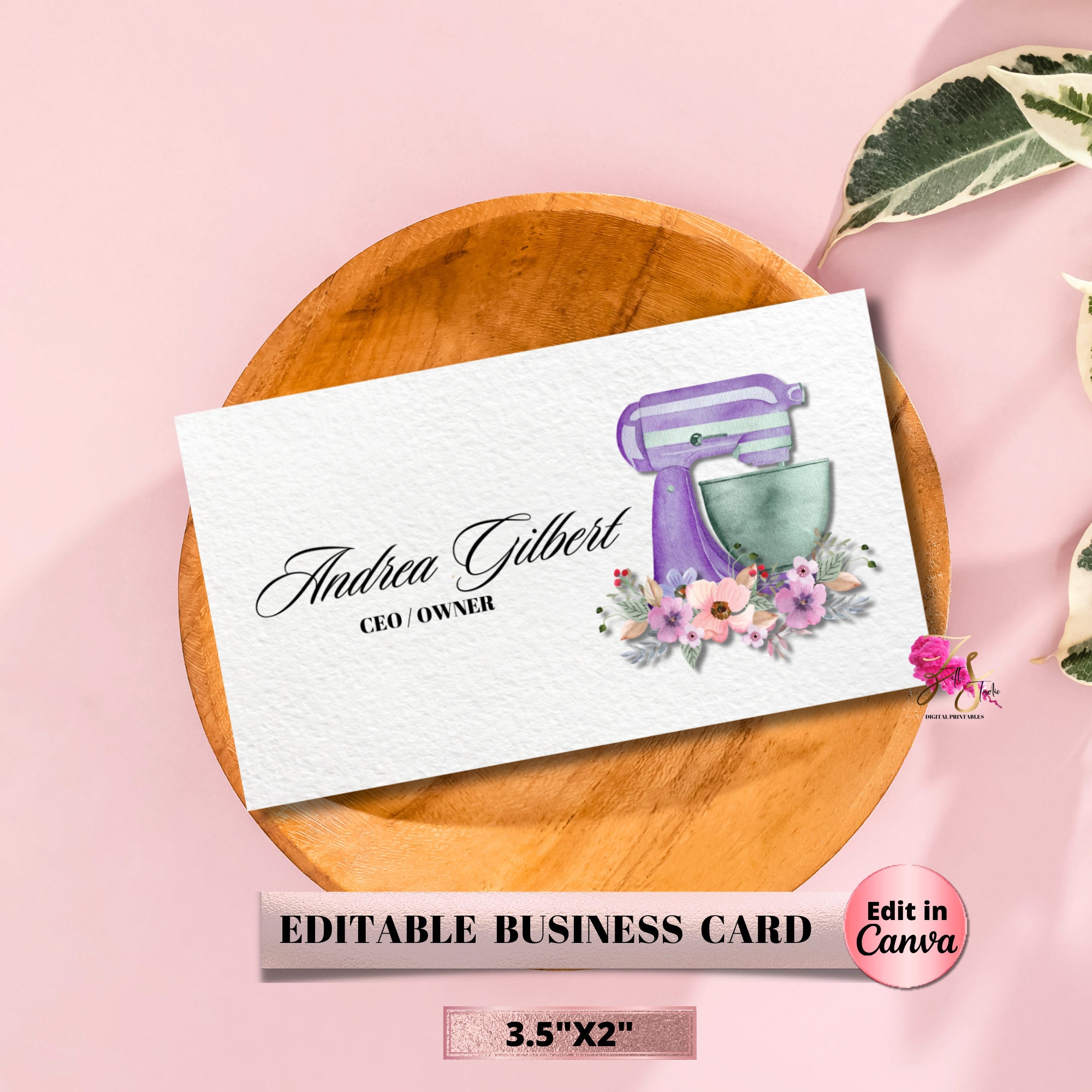 MODERN Creative PURPLE Watercolor Bakery Business Card Template DIY ...
