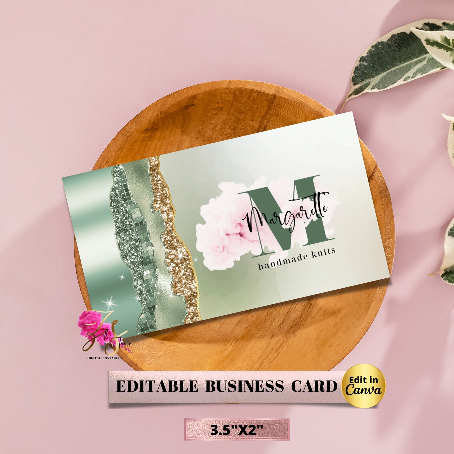 Editable Green Craft Business Card Template, Green Resin Candle ...