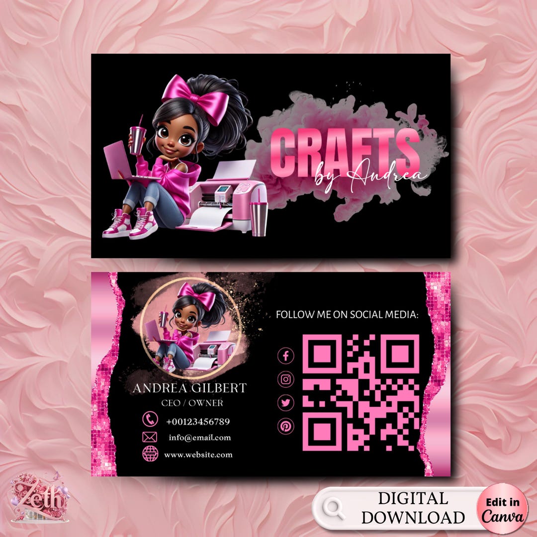 Pink Crafting Business Card Design, Crafter Logo T-shirt Business Card ...