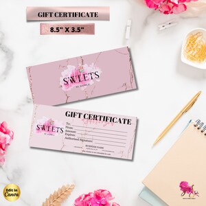 Custom Cake Bakery Editable Gift Certificate Template, Modern Gift ...