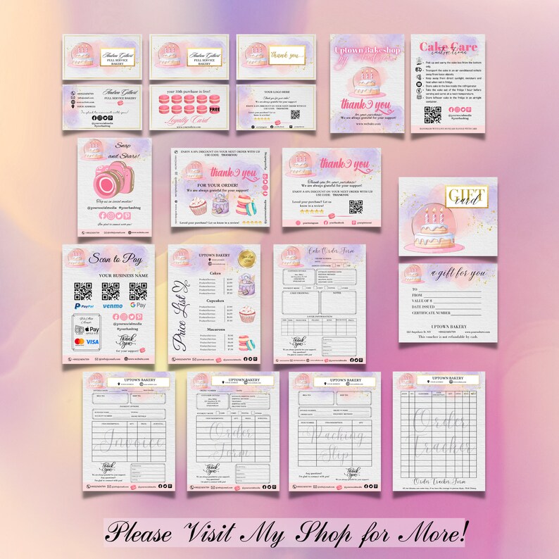 Cake Invoice Template Editable, Custom Order Form Printable for Small ...