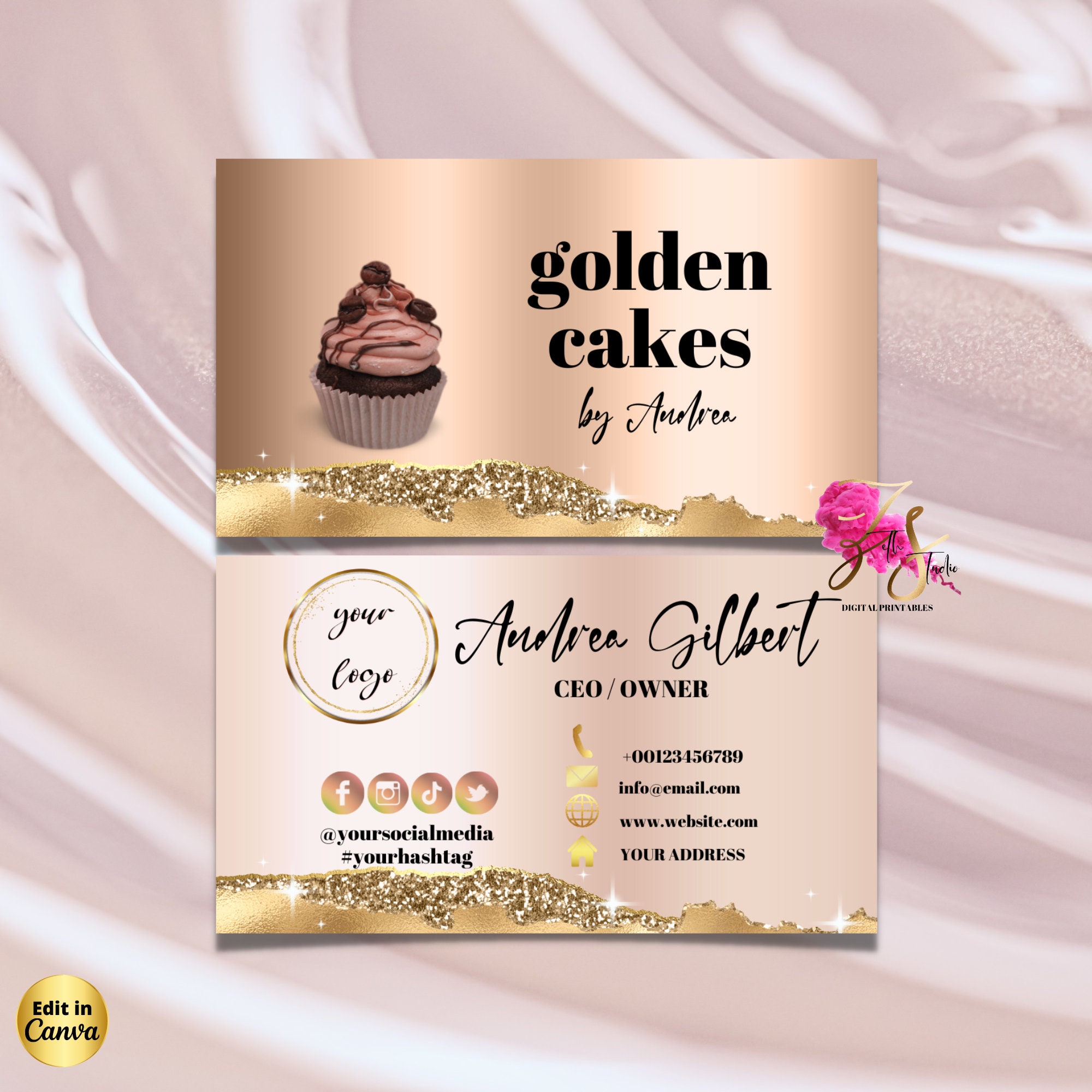 MODERN Creative Cake Bakery Business Card Template DIY - Etsy