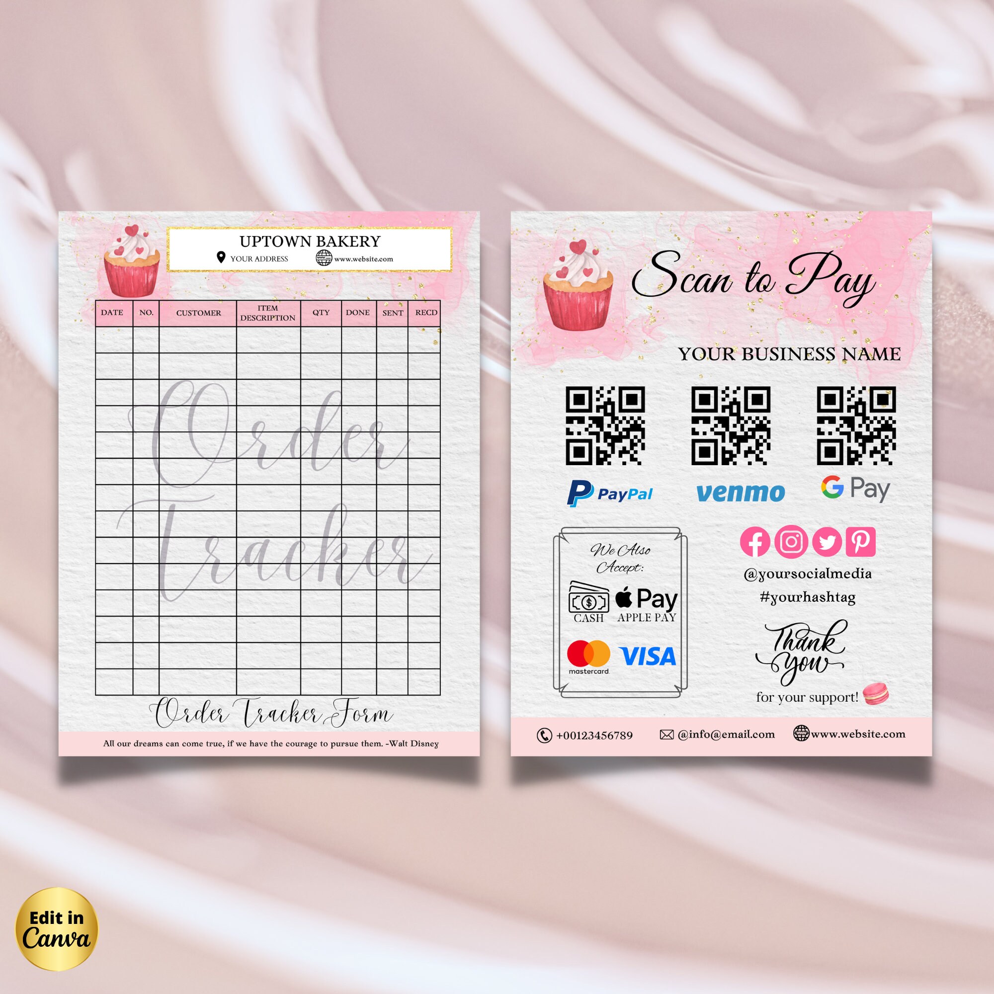MODERN EDITABLE Branding Kit Business Printable Order Tracker Packing ...