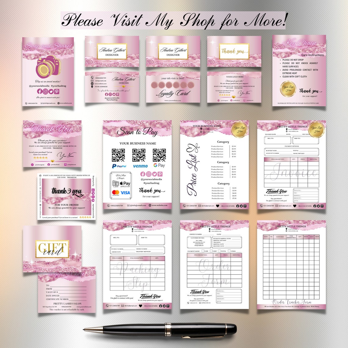 Pink Editable Price List Template Printable Business Pricing - Etsy