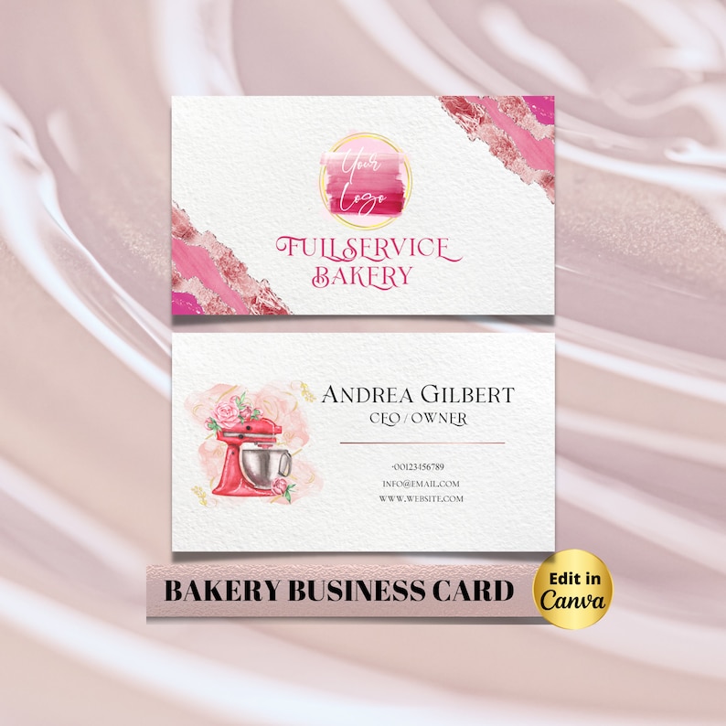 MODERN Creative Pink Cake Bakery Business Card Template DIY - Etsy