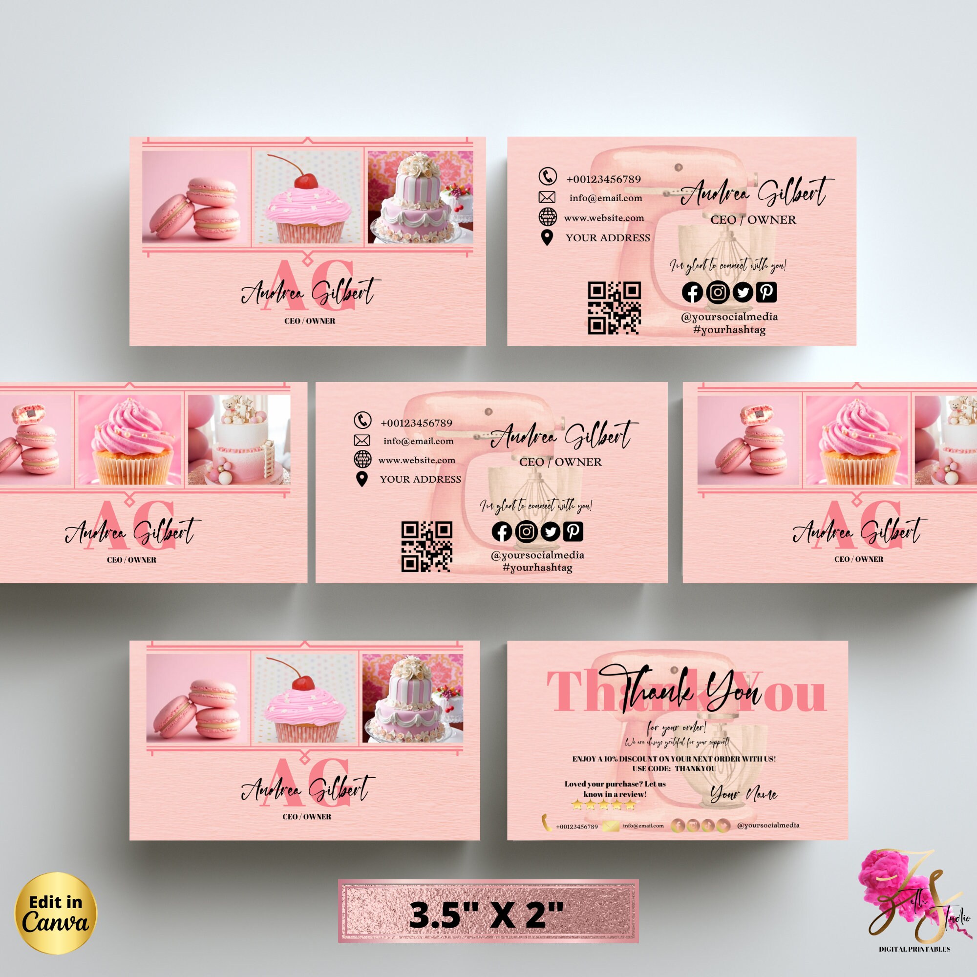 MODERN Creative Cake Bakery Business Card Template DIY Business Card ...