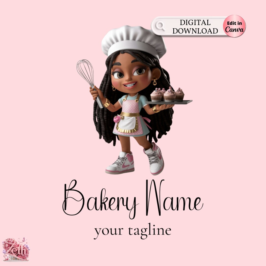 Chibi Girl Bakery Logo, Chibi Baking Logo, Stylish Custom Pastry Logo ...