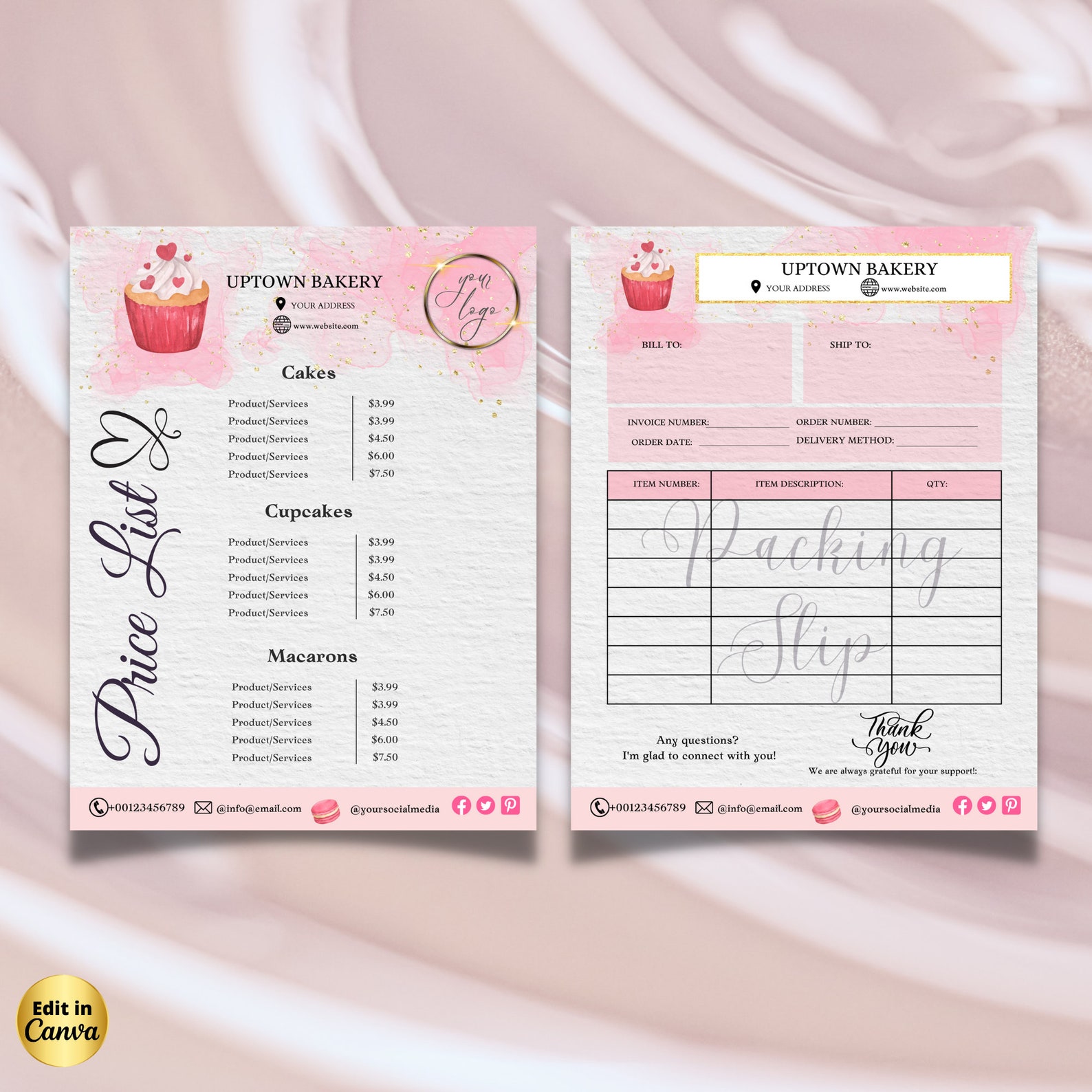 MODERN EDITABLE Branding Kit Business Printable Order Tracker Packing ...