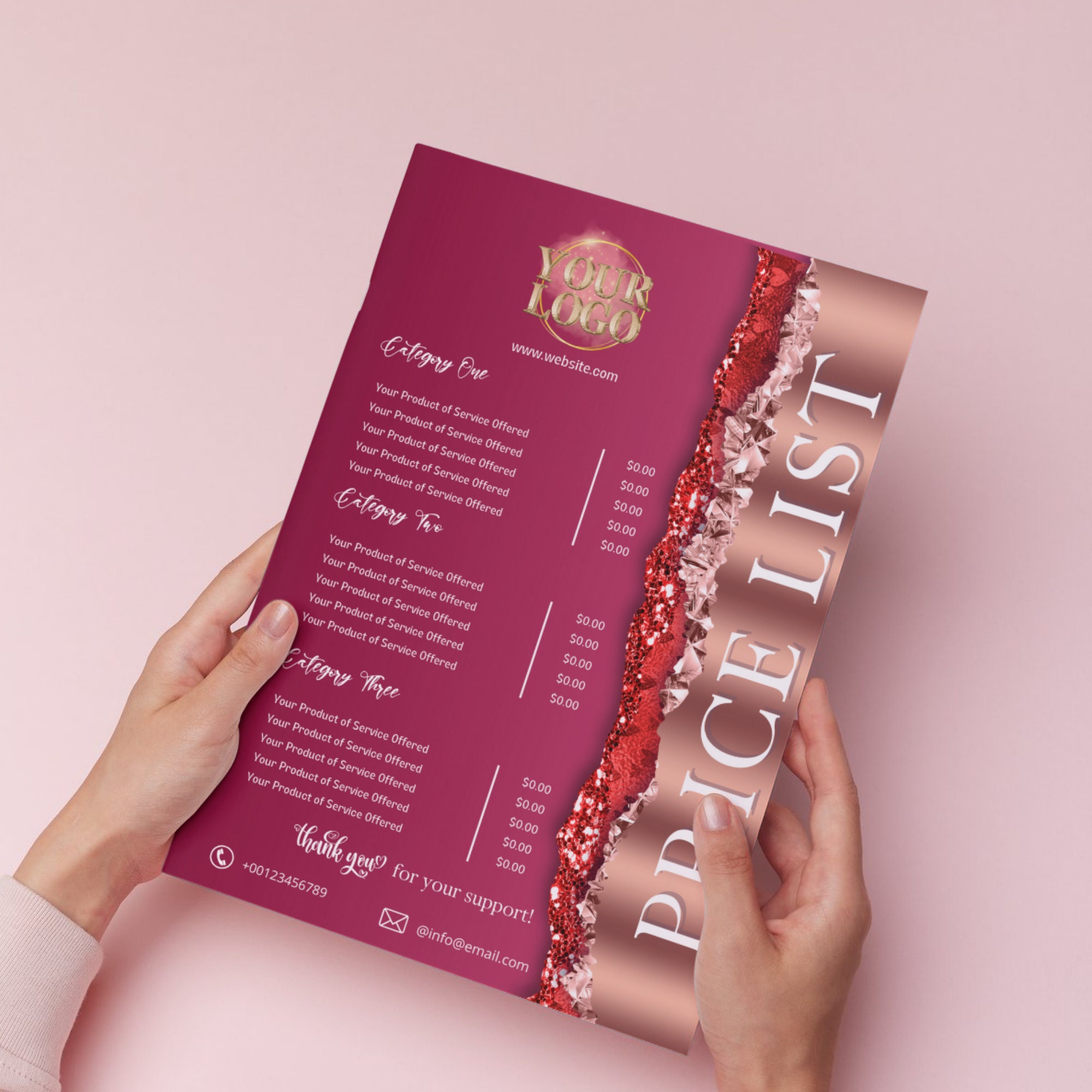 Bronze Editable Price List Template Printable Business Pricing Template ...