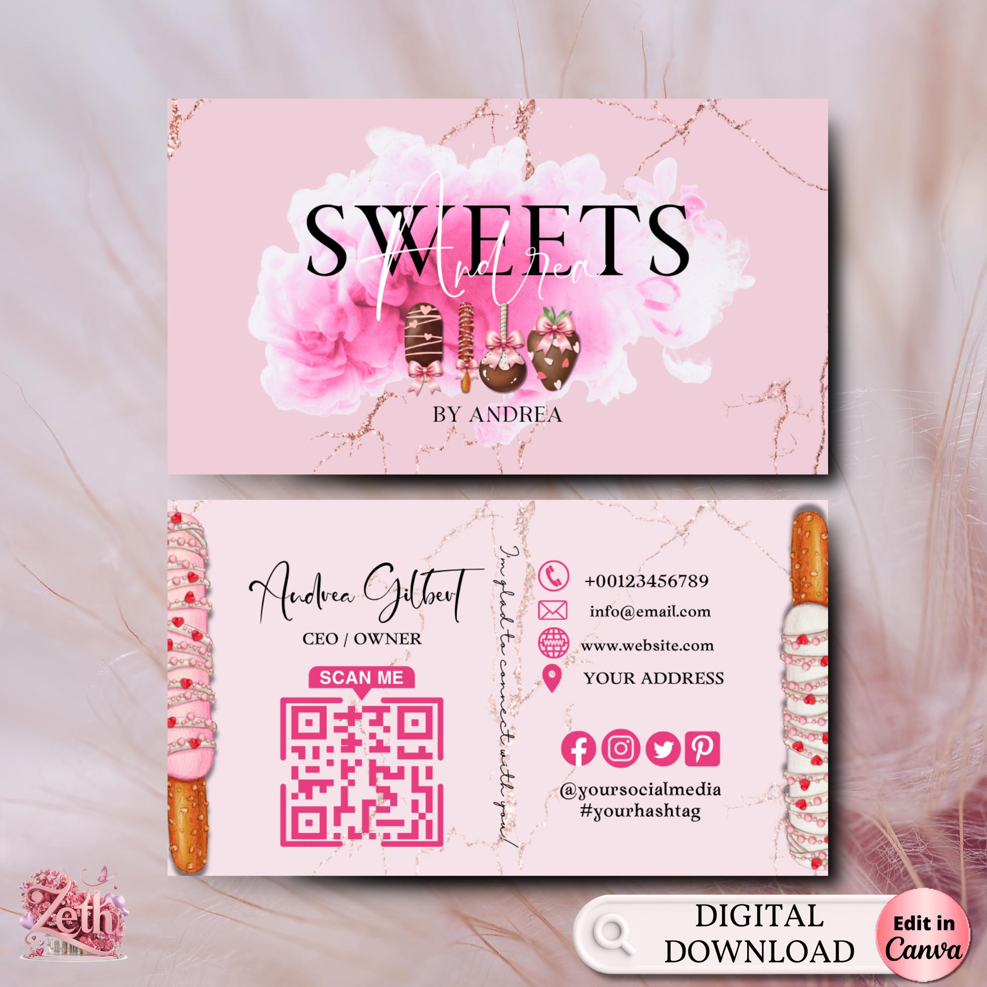 Bakery Cake Treats Business Card Template, DIY Custom Cake Business ...