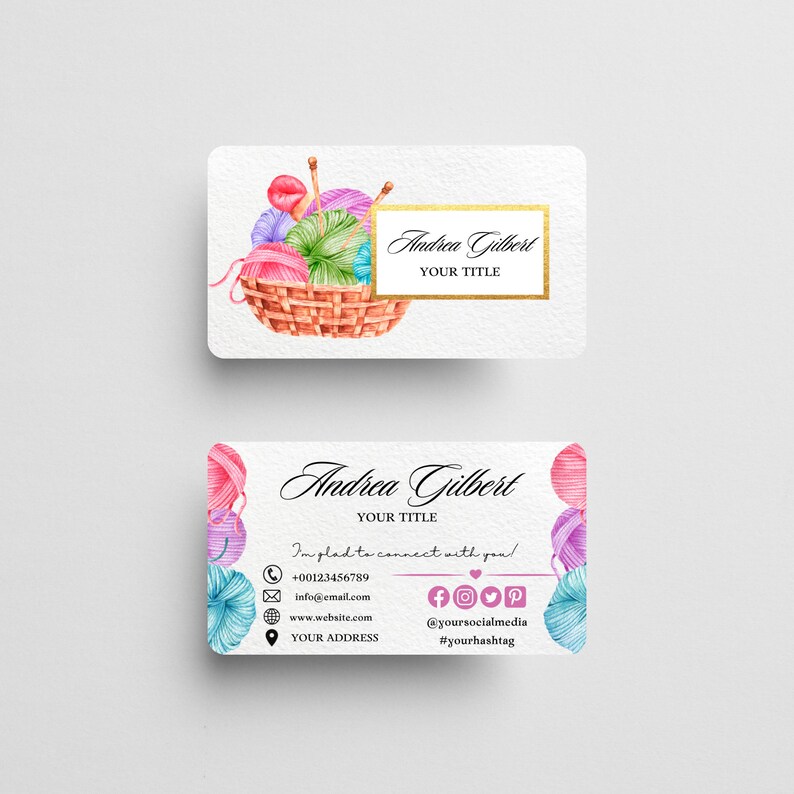 MODERN Creative Watercolor CROCHET Business Card Template DIY - Etsy