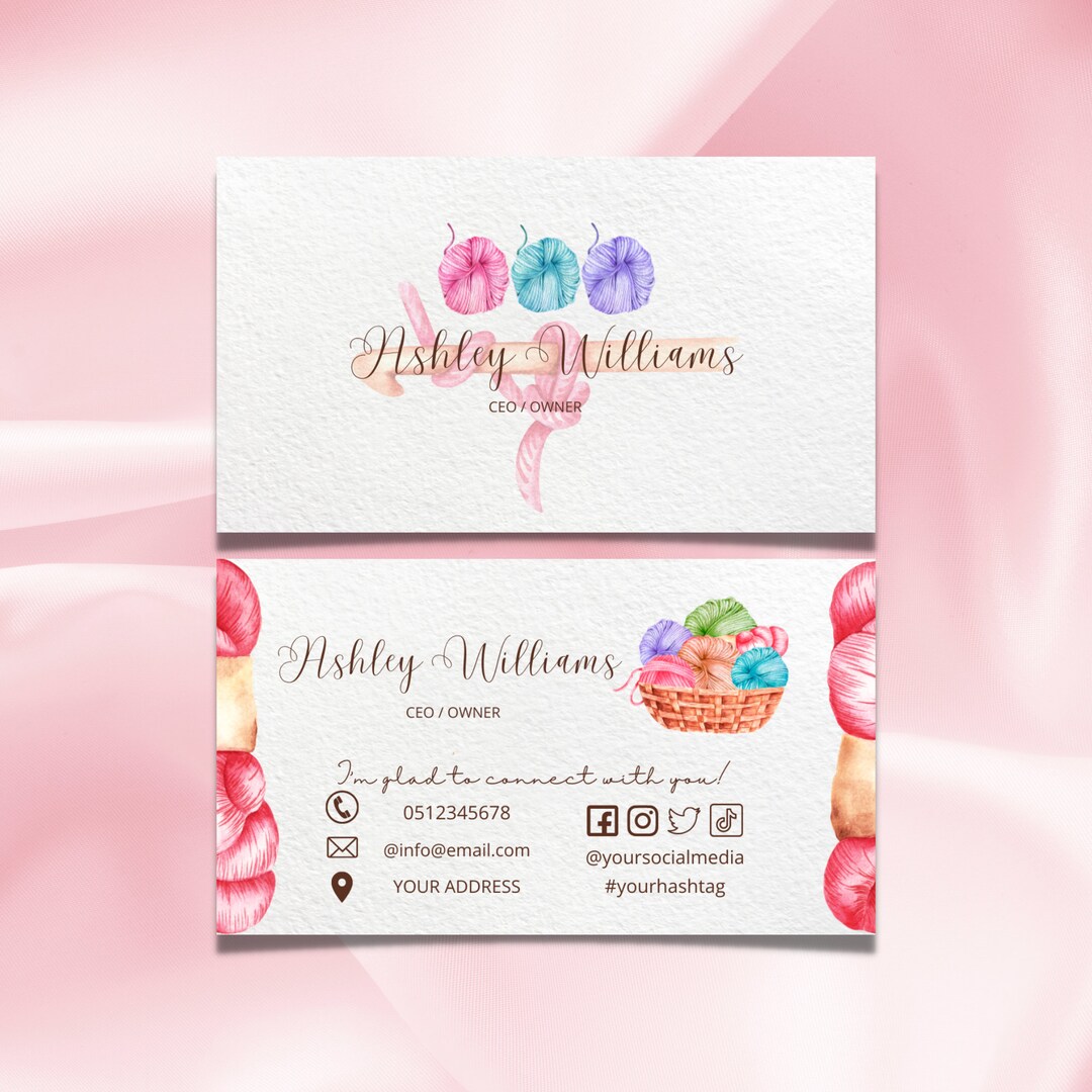 Crochet Modern Editable Business Card Template Business Card - Etsy