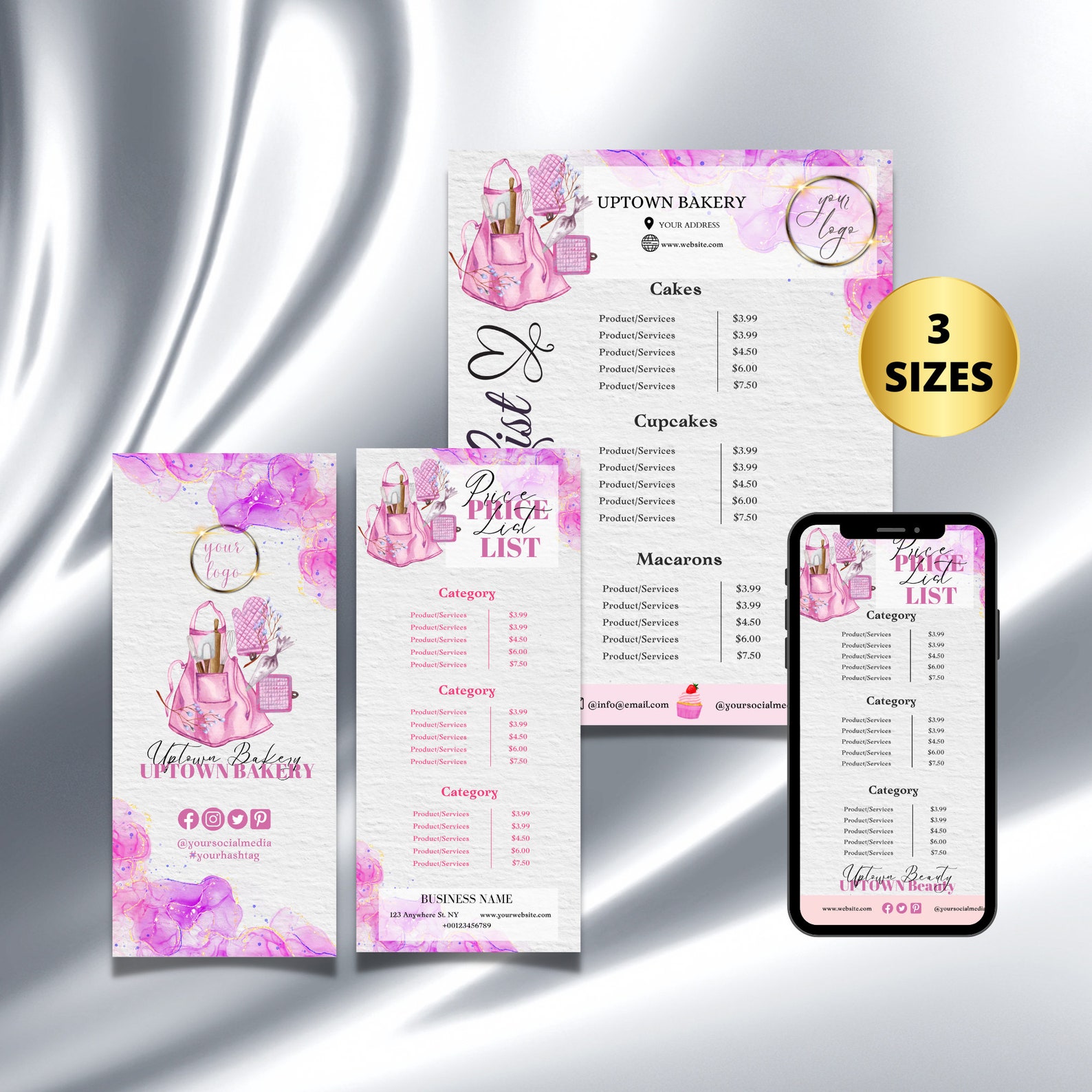 BAKERY Price List Template, Editable Modern Pricing Guide, Instagram ...