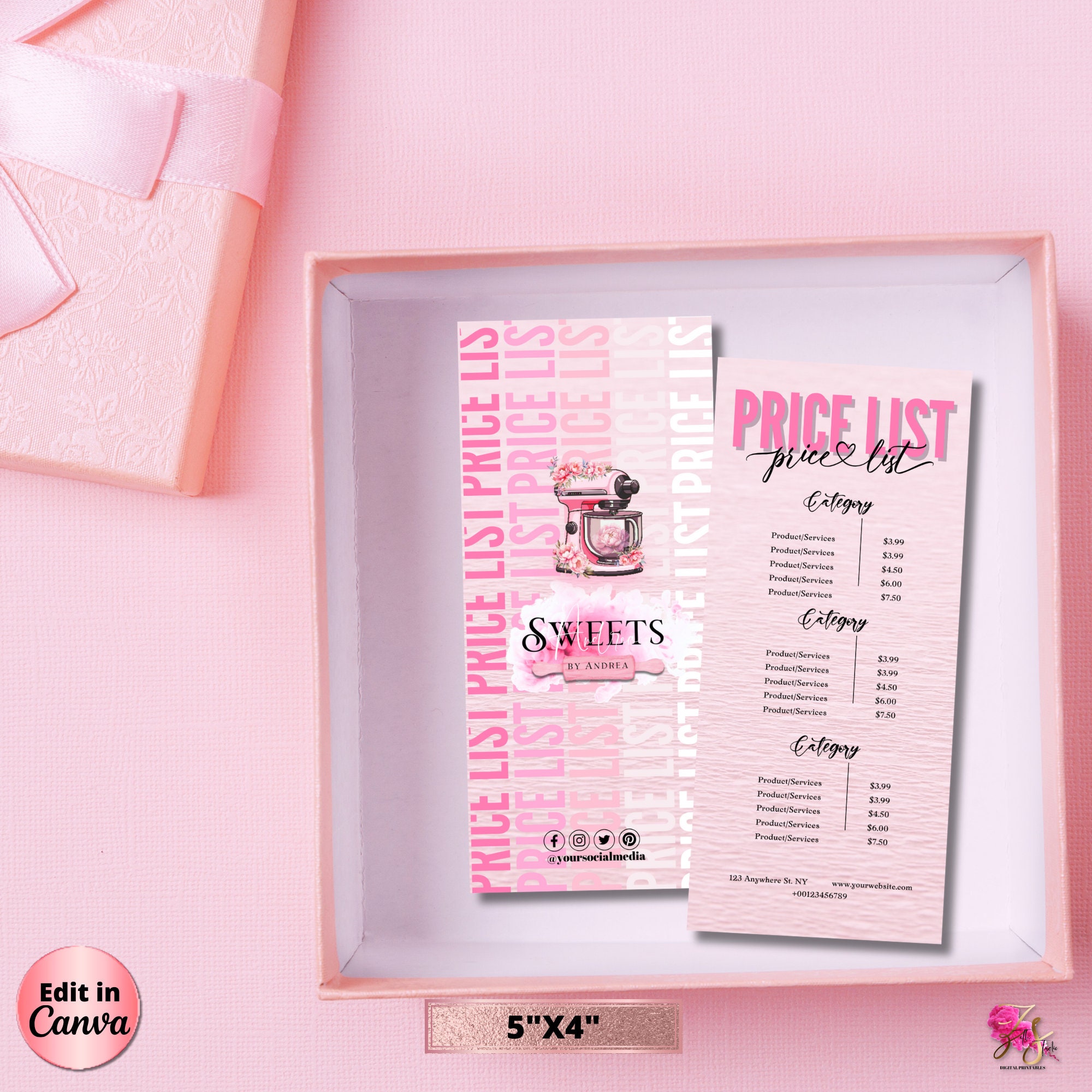BAKERY Price List Template, Editable Modern Pricing Guide, Instagram ...