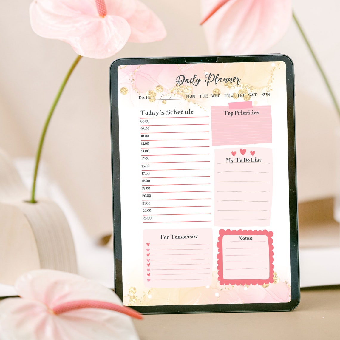 Modern Creative Pink Printable Planner Organize Goals Tasks - Etsy