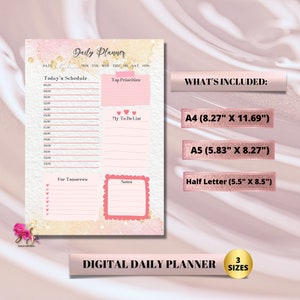 Modern Creative Pink Printable Planner Organize Goals, Tasks and Plans ...