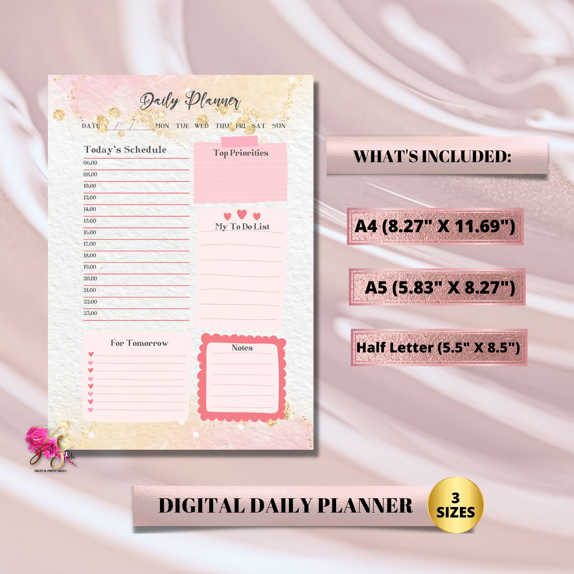 Modern Creative Pink Printable Planner Organize Goals Tasks - Etsy
