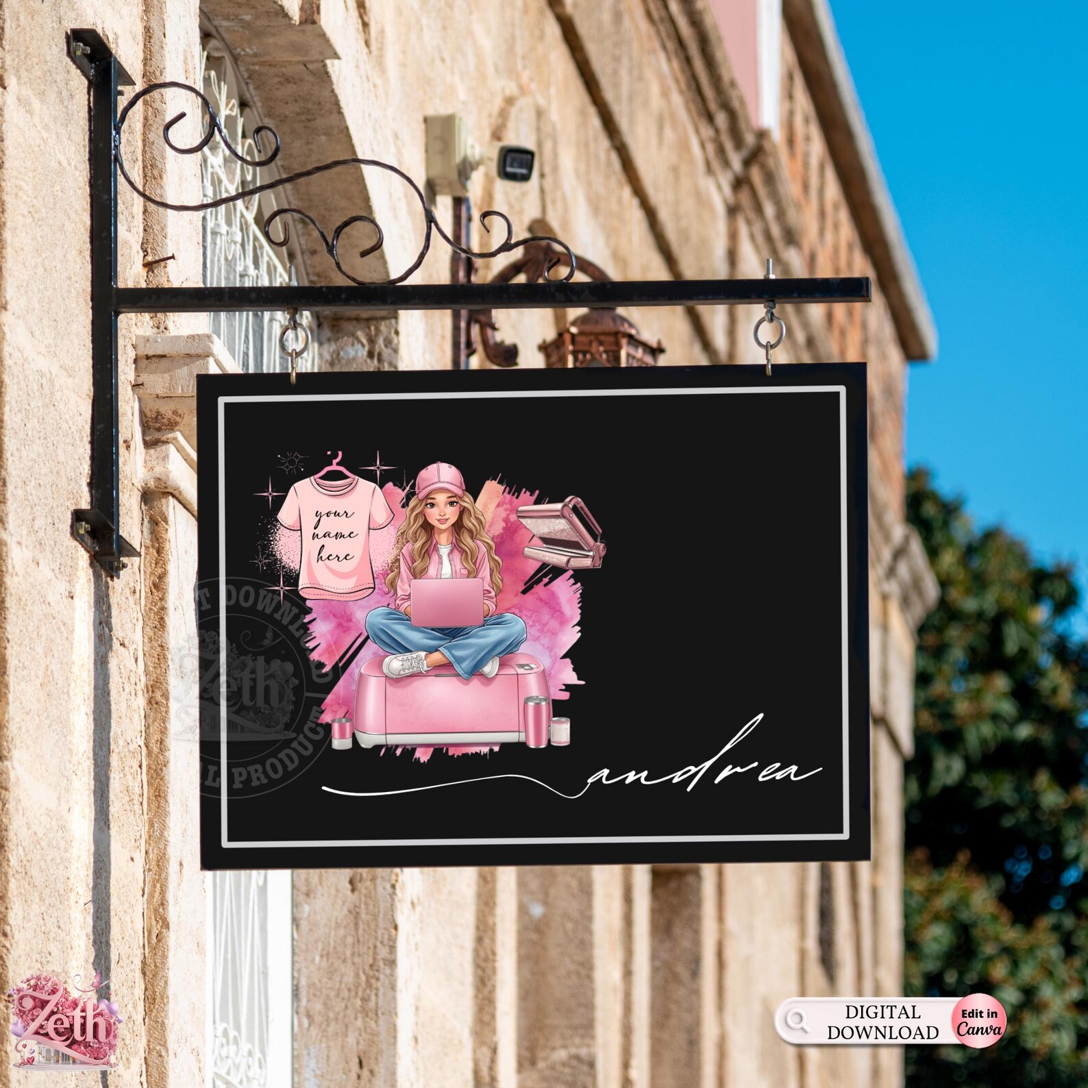 Pink Crafting Logo, Crafting Queen Logo Primate T-shirt Design Business ...