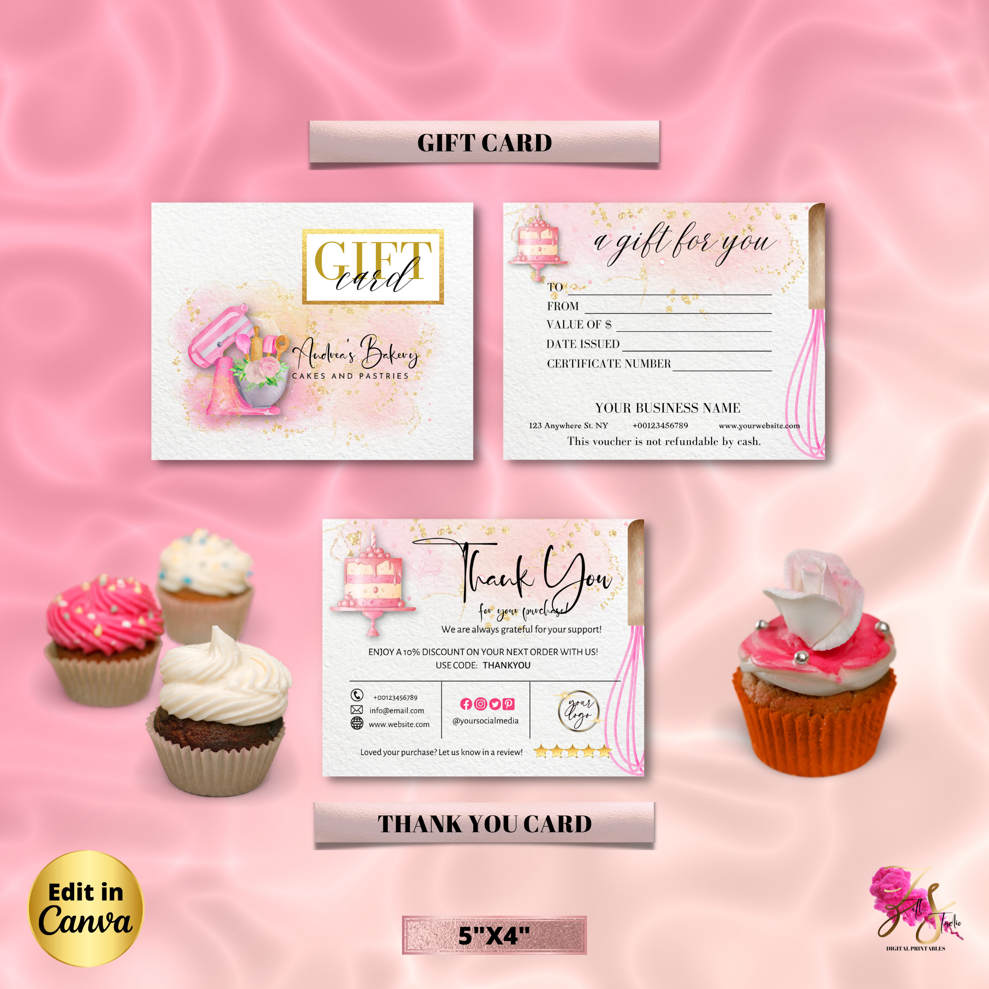 CAKE Business MODERN EDITABLE Branding Kit Business Printable Thank You ...