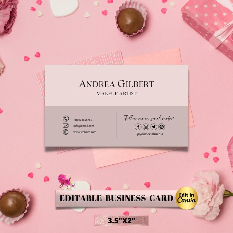 Editable Beige Business Card Template Minimalist Business - Etsy