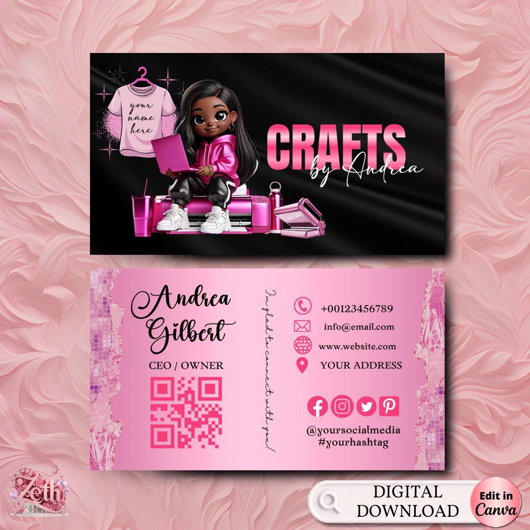 Pink Crafting Business Card Design, Crafter Logo T-shirt Business Card ...