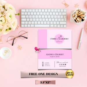 Editable Pink Business Card Template Pink Beauty Business - Etsy