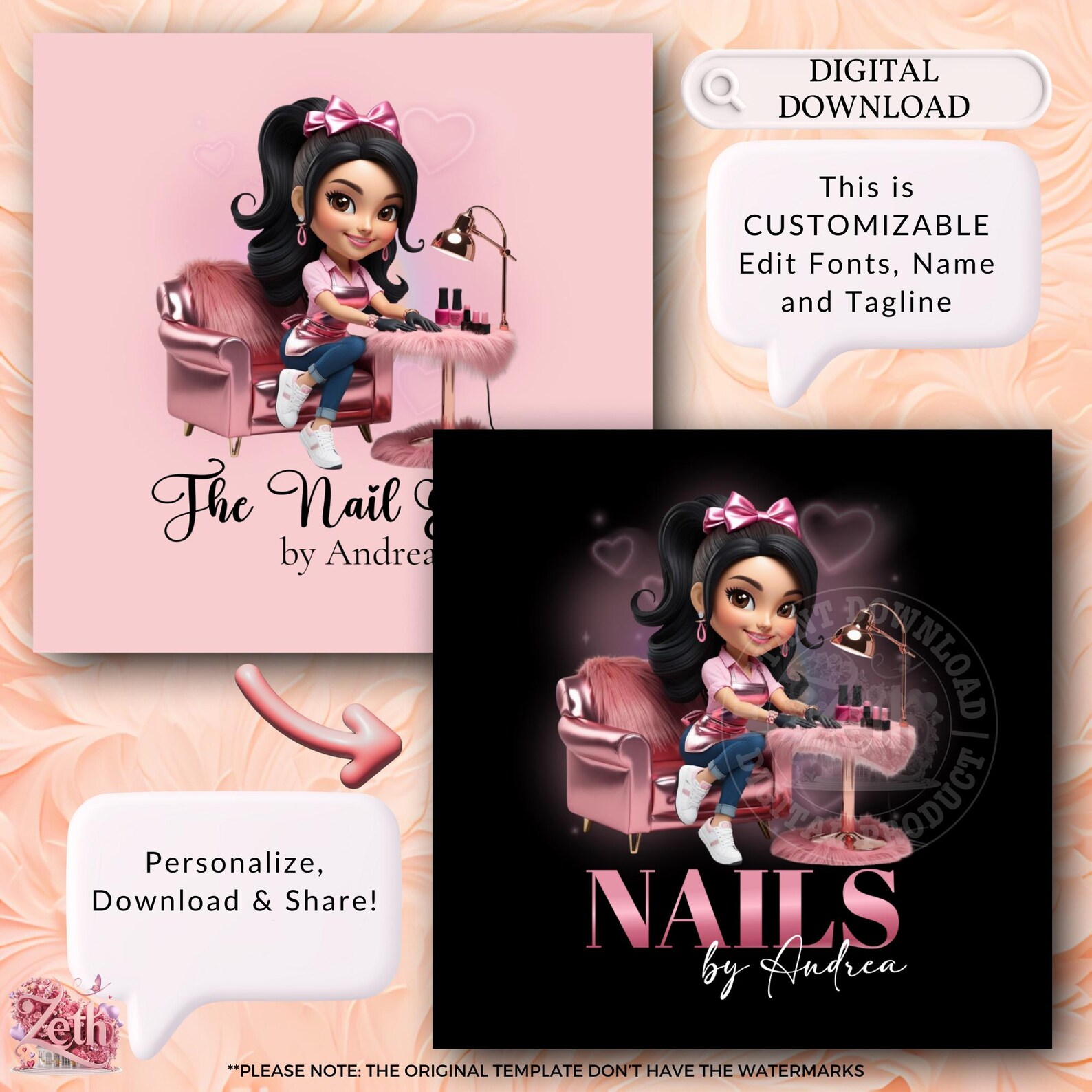 Nail Artist Logo, Nail Technician Logo, Nail Salon Logo, Nail Polish ...