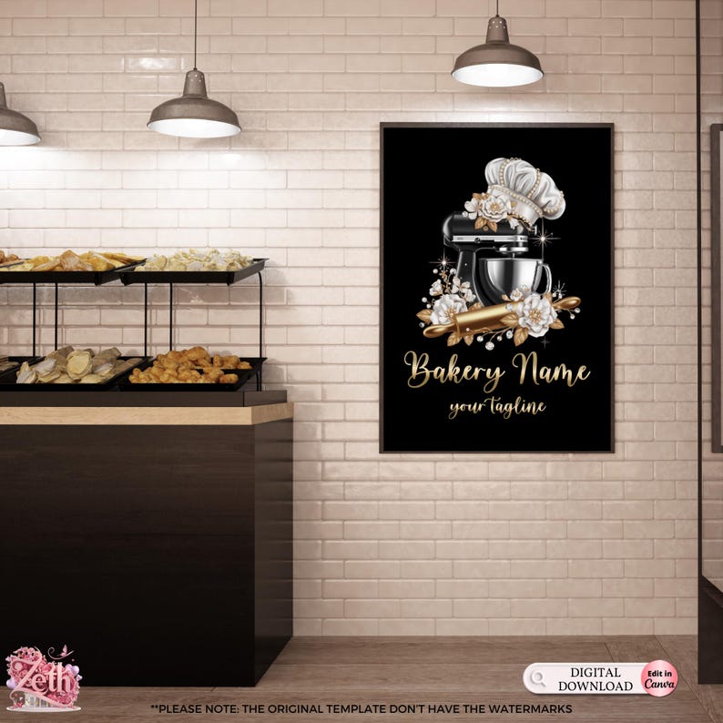Gold Black Bakery Logo, Baking Logo, Stylish Custom Pastry Logo, Cake ...