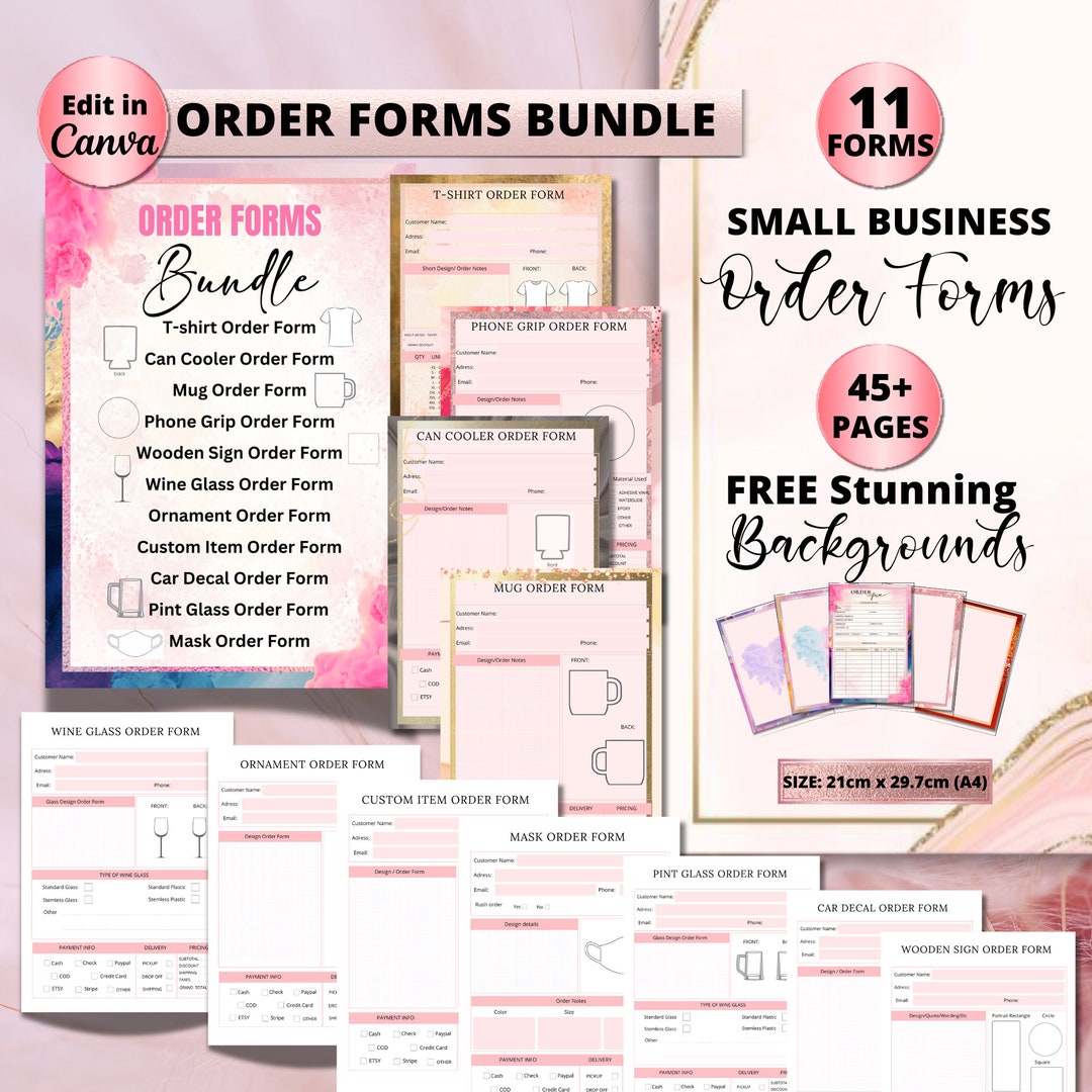 Editable Order Forms, Small Business Order Forms Template, Printable ...