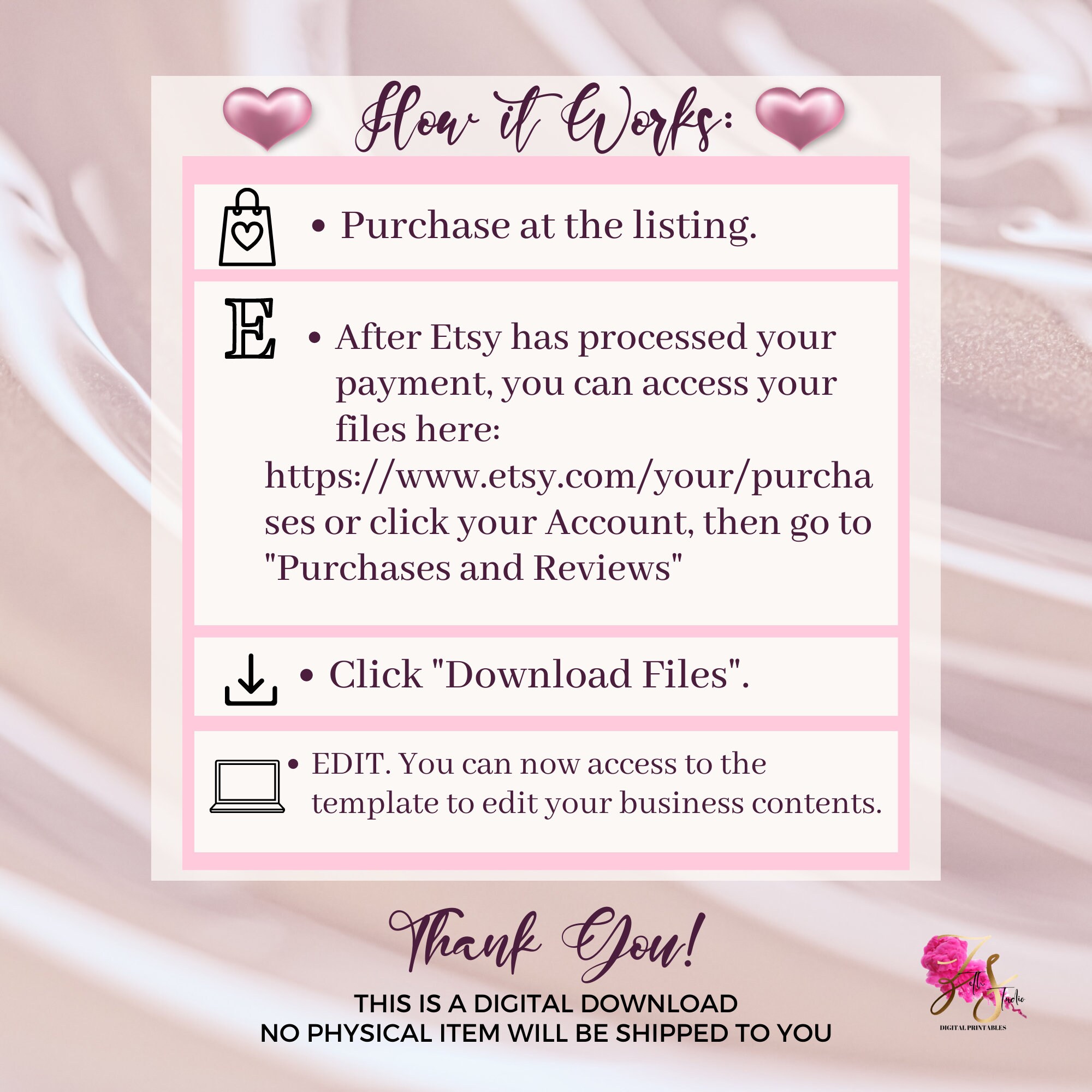 Editable Pink Business Card Template Pink Beauty Business - Etsy