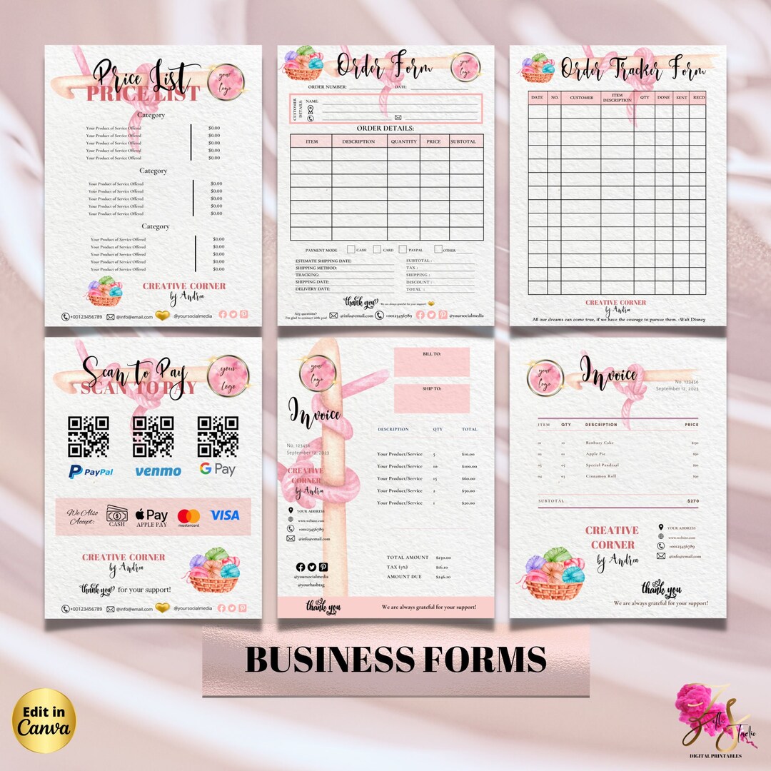 CROCHET EDITABLE Business Form Templates Order Tracker Form, Printable ...