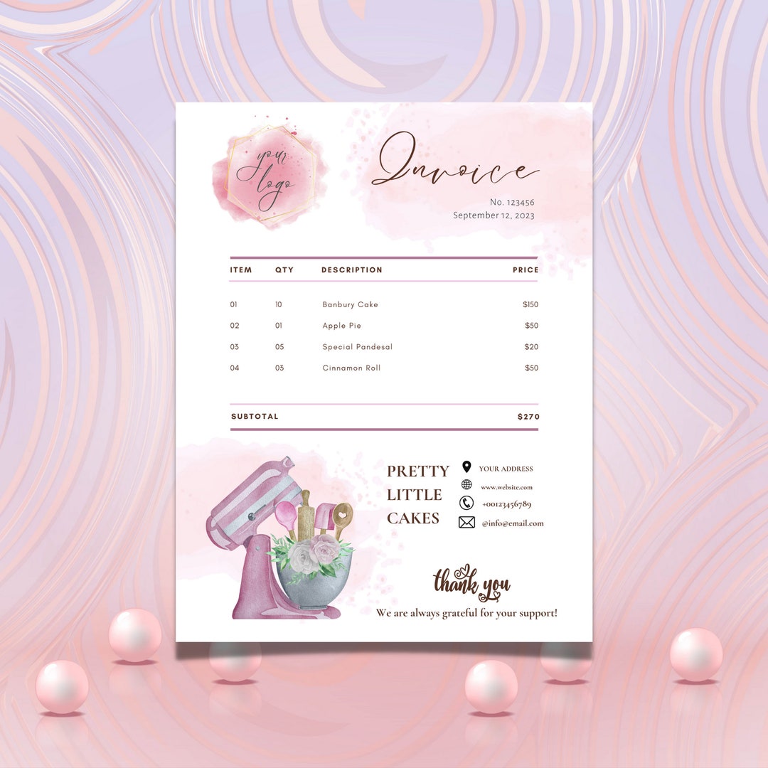 Cake Invoice Template Editable, Custom Order Form Printable for Small ...
