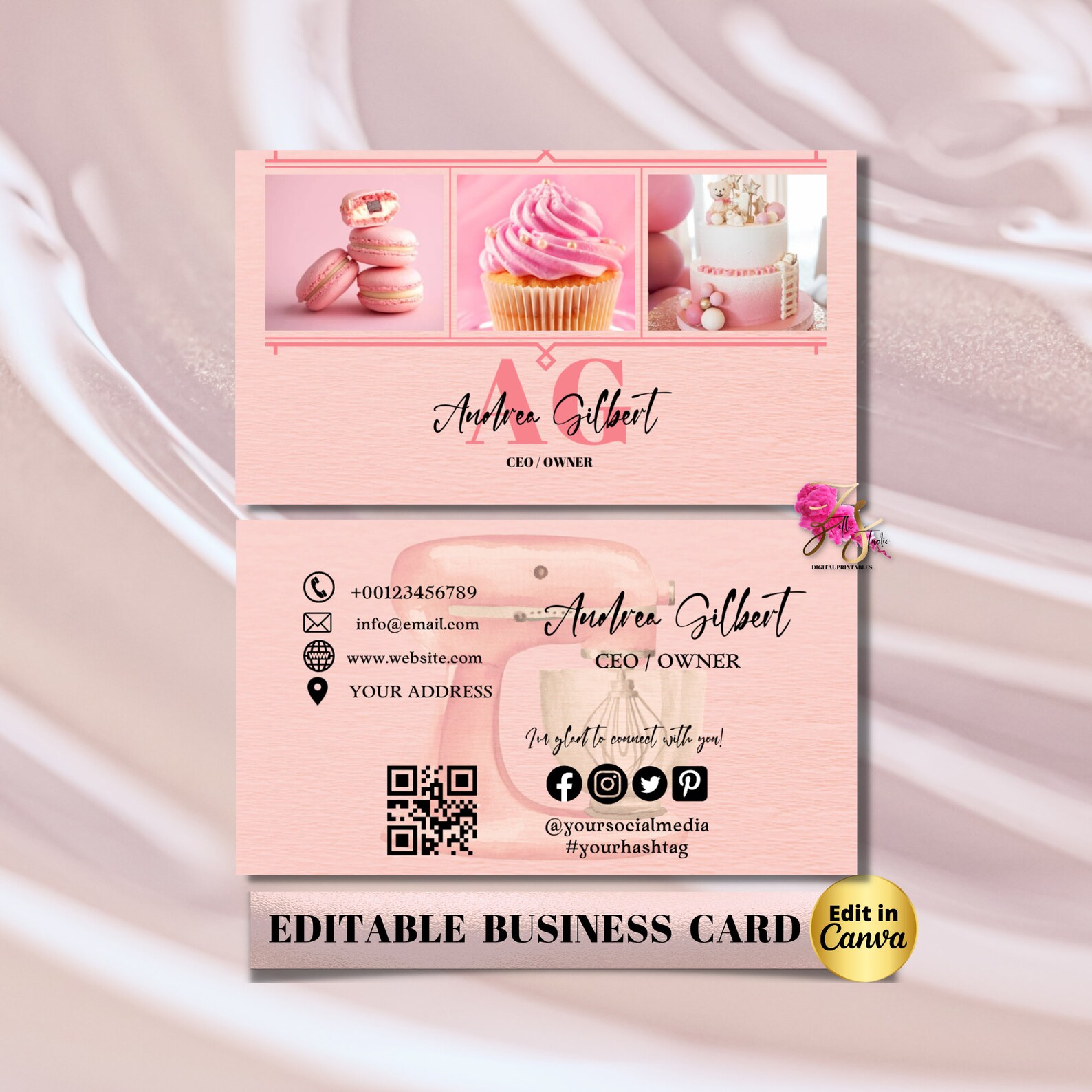 MODERN Creative Cake Bakery Business Card Template DIY Business Card ...